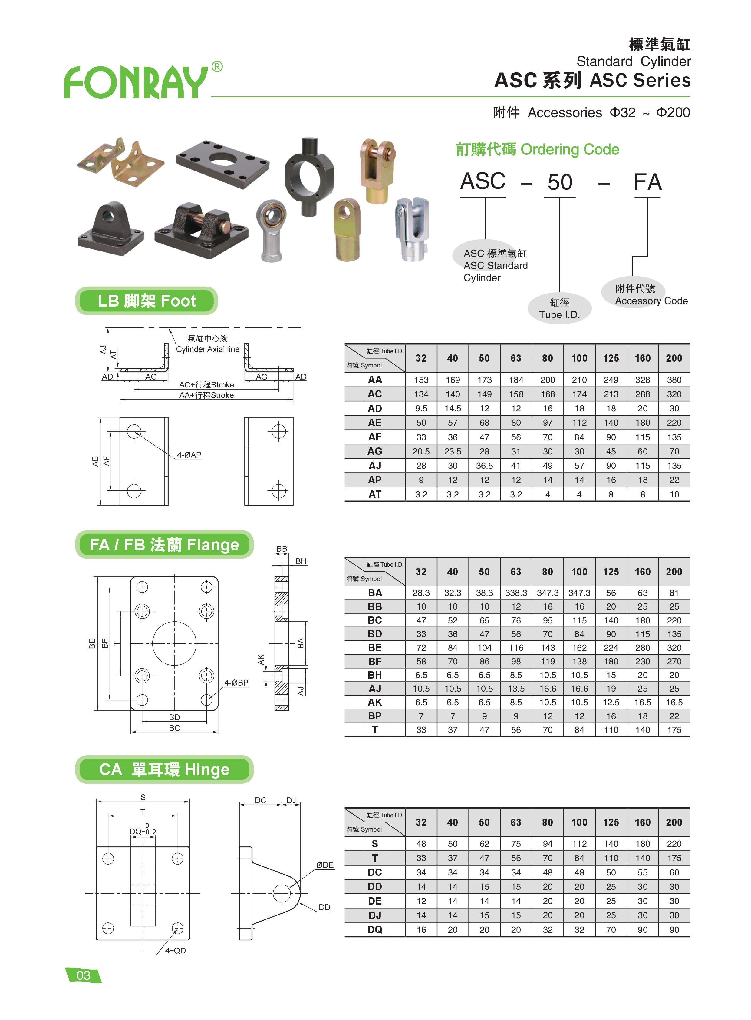Standard Cylinders - ASC Standard Cylinders Accessories (LB) - FONRAY ...